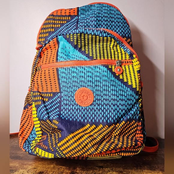 Kipling | Bags | Kipling Backpack With Laptoptablet Pocket Orange Blue ...